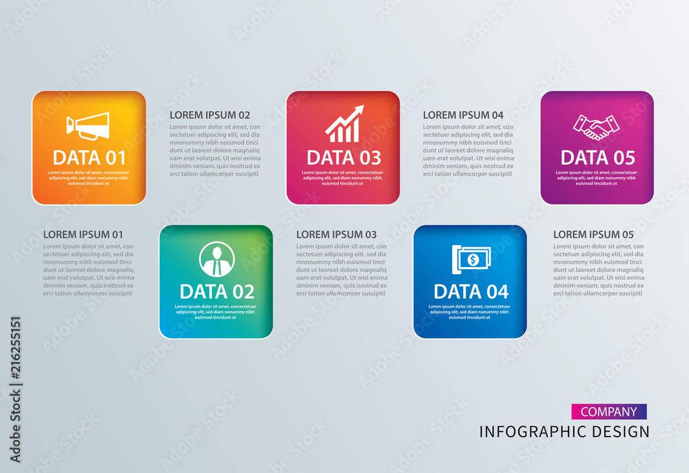 Infographics square paper with 4 data template. Vector illustration ...