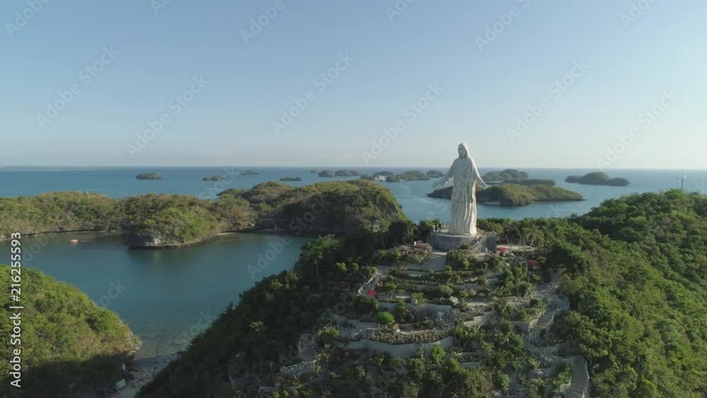 Statue of Jesus Christ on Pilgrimage island in Hundred Islands National ...