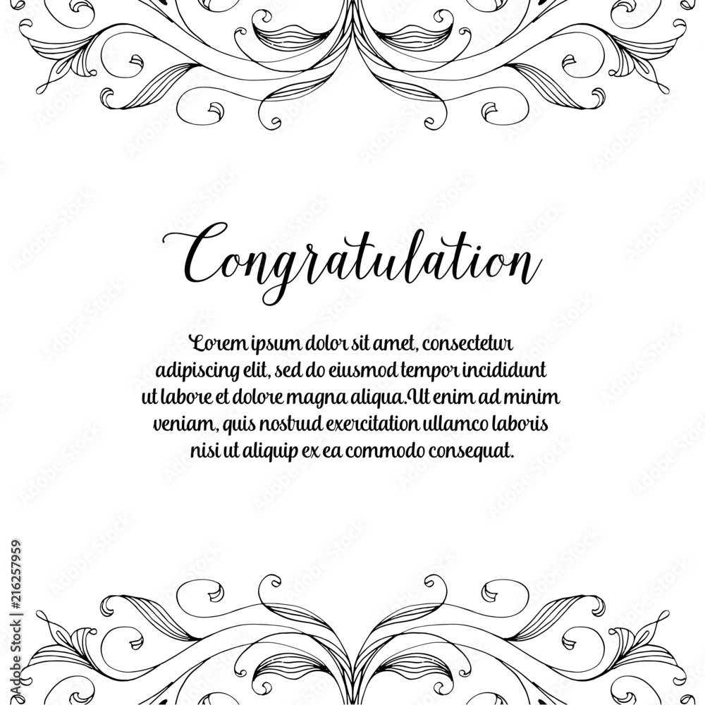 Congratulation card with flower frame art vector illustration Stock ...