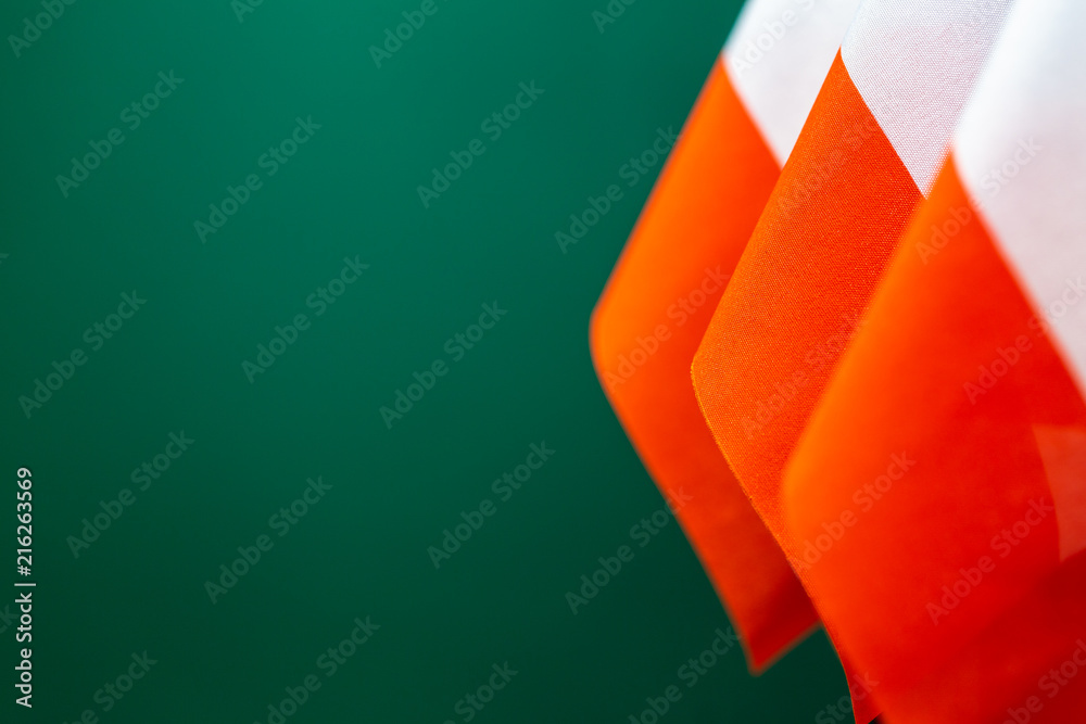 Flags of Poland with green background empty space for your text on left ...