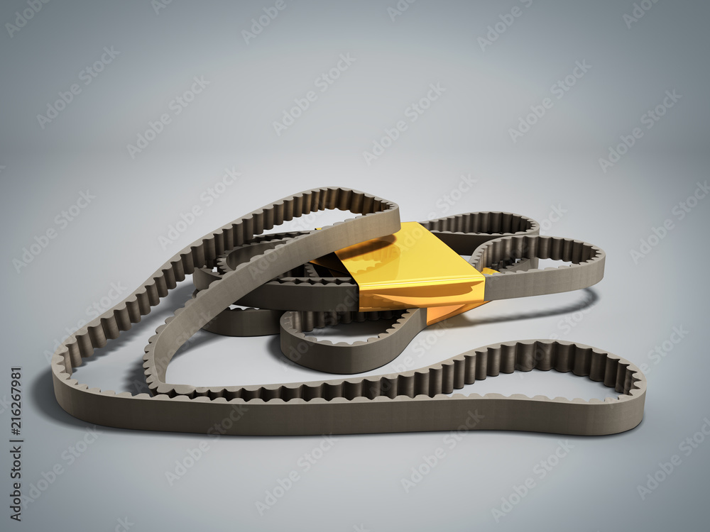 repair worck concept belt car engine timing belt 3d render on ...