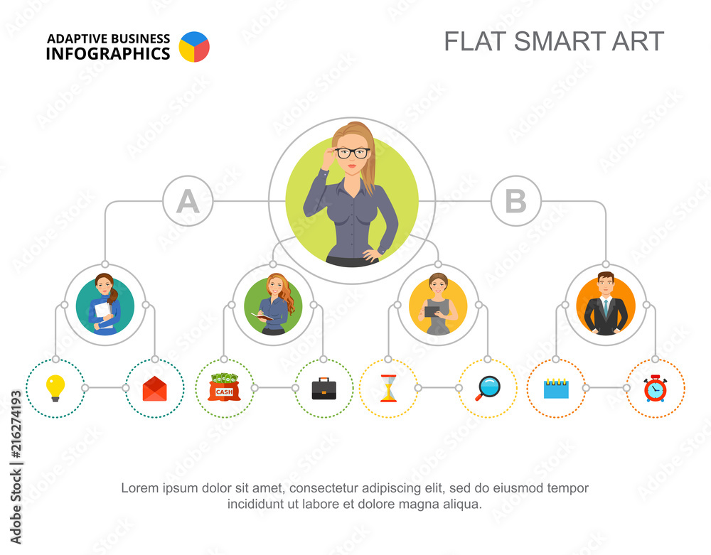 Businesspeople flow chart template for presentation. Business data ...