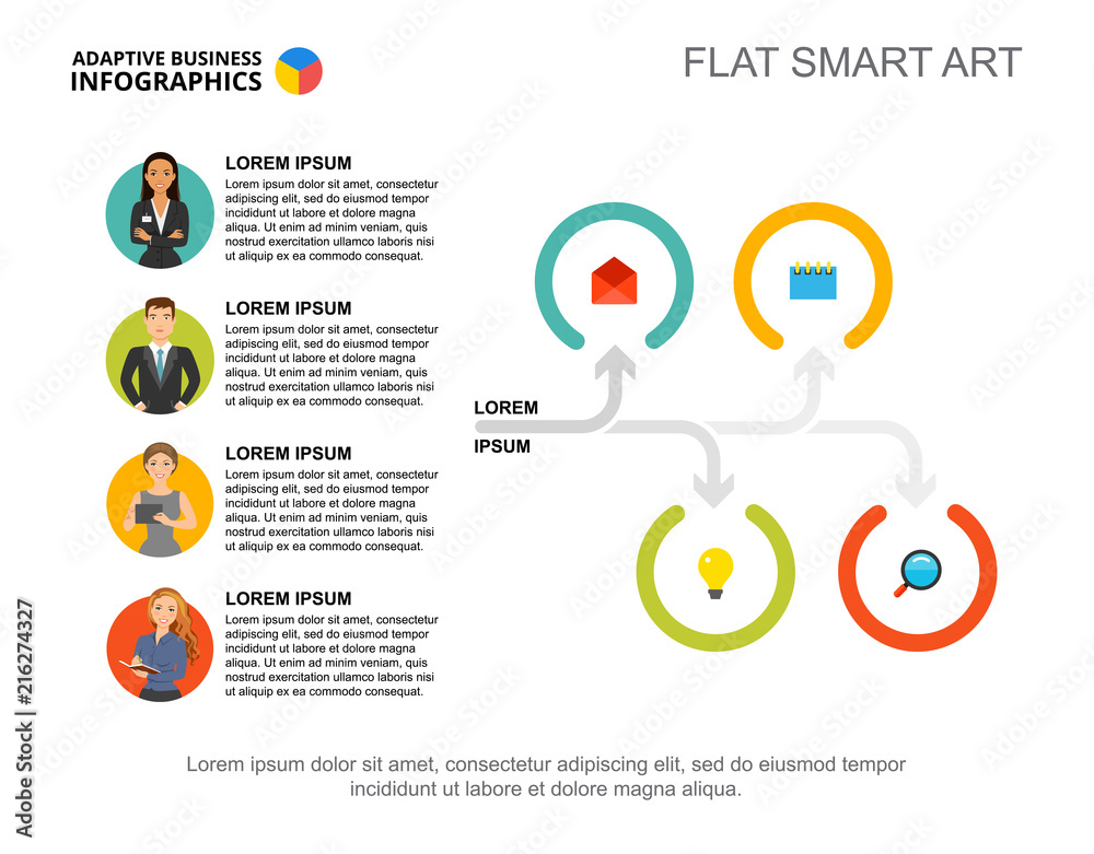 Four marketing ideas process chart template for presentation. Vector ...