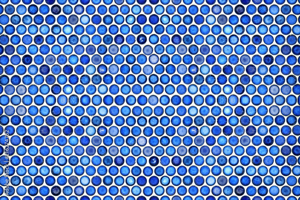 walls decorated blue mosaic tiles texture background. Stock Photo ...