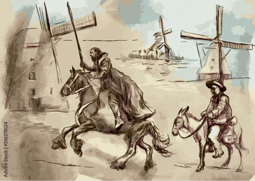 Don Quixote - An hand painted vector illustration. Digital drawing ...