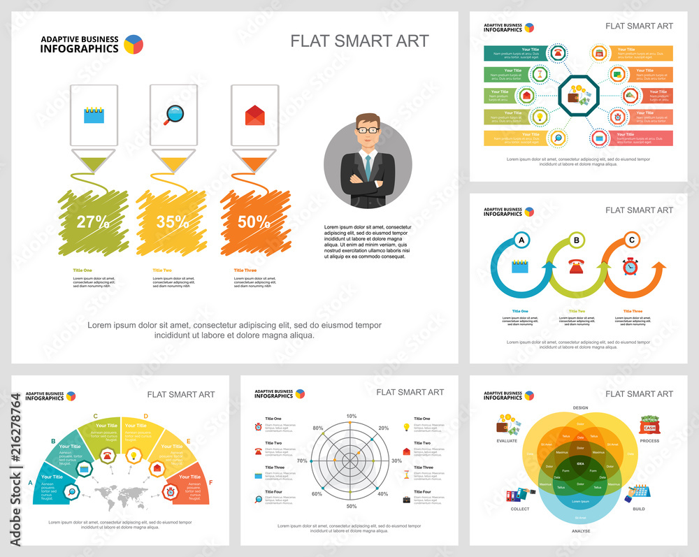 Colorful statistics or economy concept infographic charts set. Business ...
