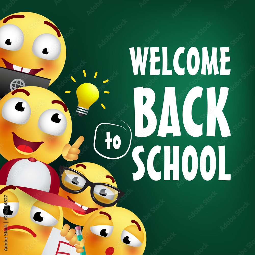 Welcome back to school lettering with smileys. Offer or sale ...
