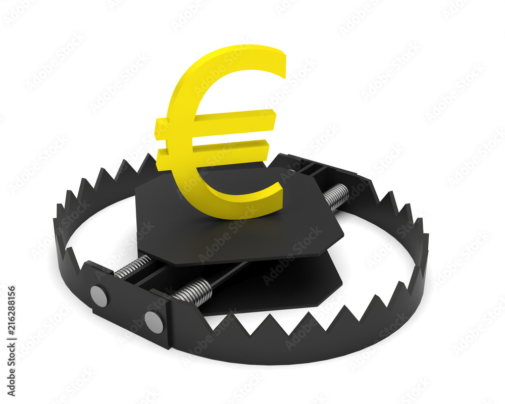 argent risque monnaie piège euros symbole sigle billets Stock ...