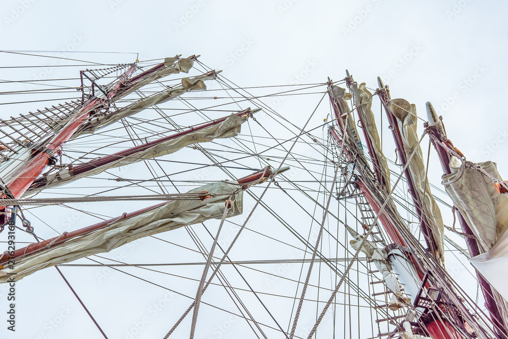 Standing rigging on a square-rigged vessel Stock Photo | Adobe Stock