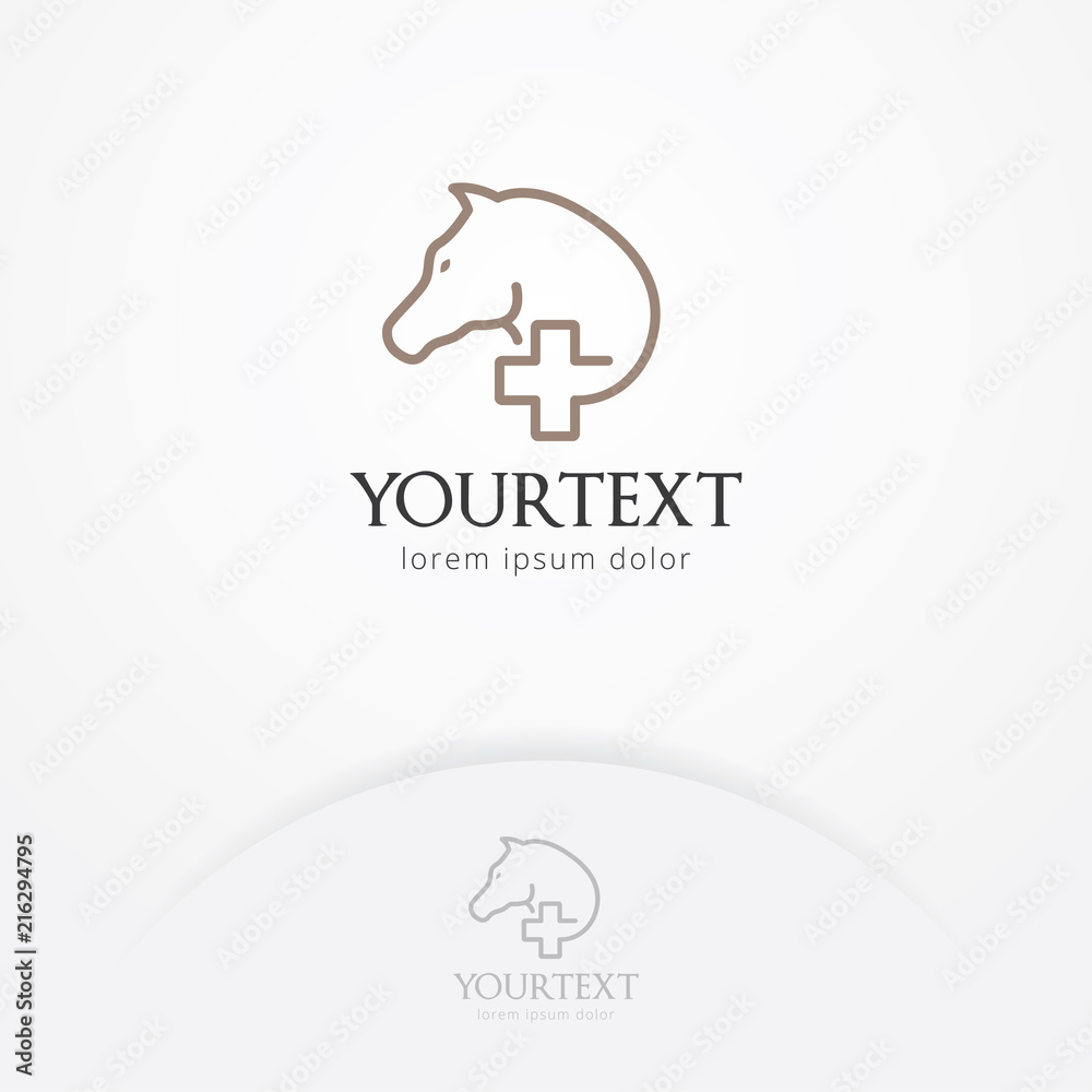 Animal care logo, Vector illustration of a horse with a health symbol ...
