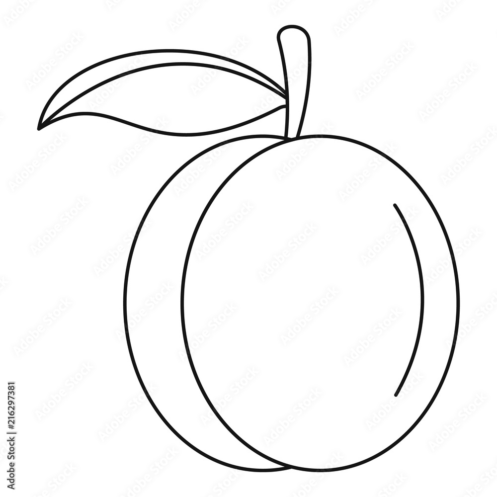 Whole peach icon. Outline whole peach vector icon for web design ...