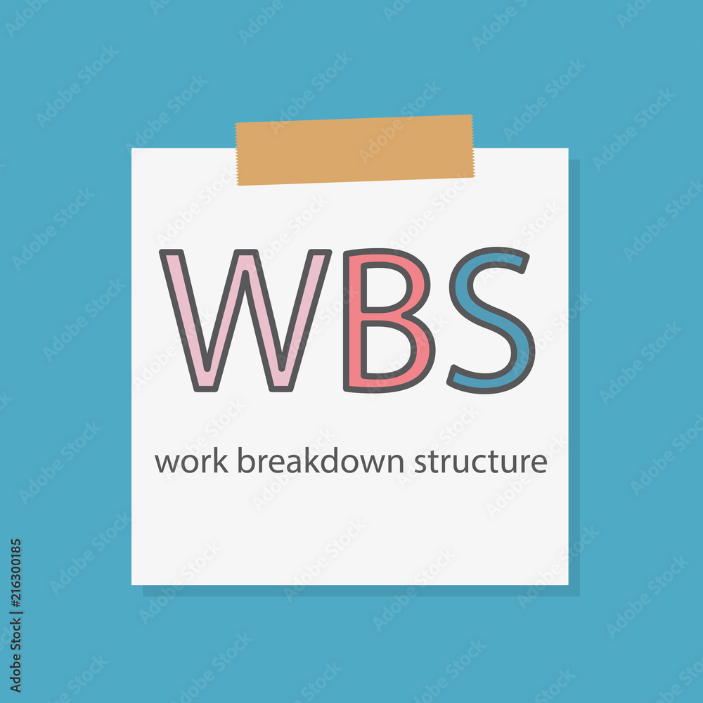 WBS Work Breakdown Structure written in a notebook paper- vector ...