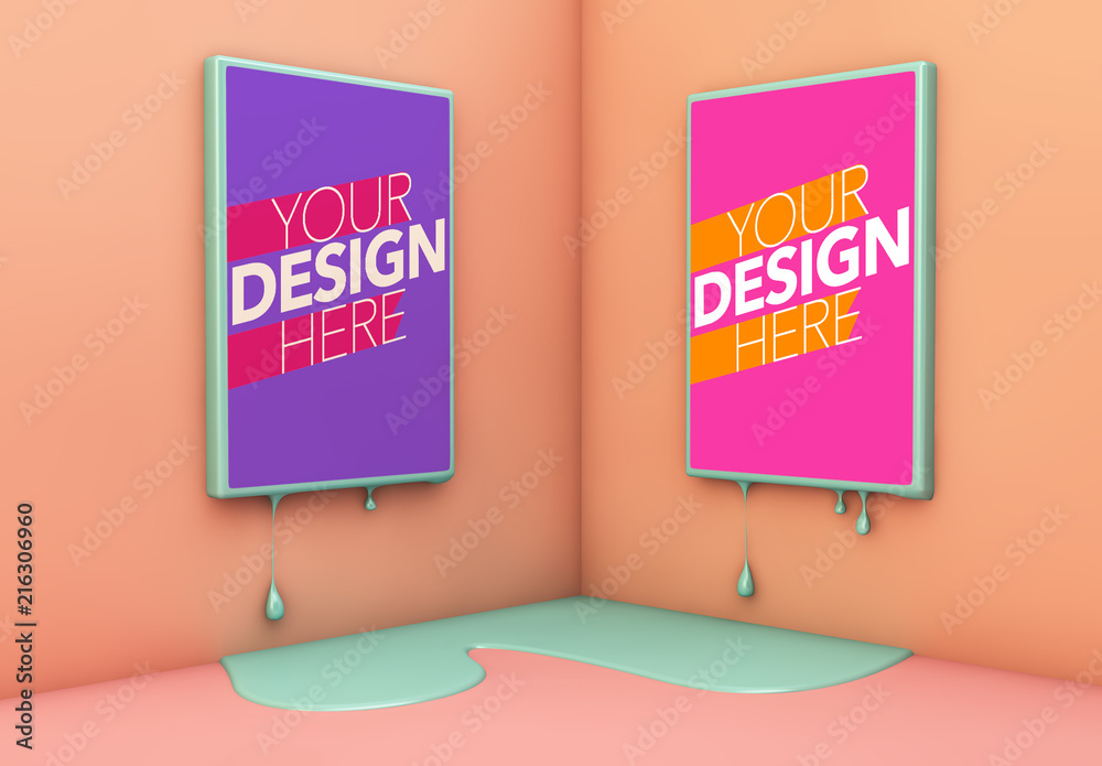 Two Melting Posters Mockup Stock Template | Adobe Stock