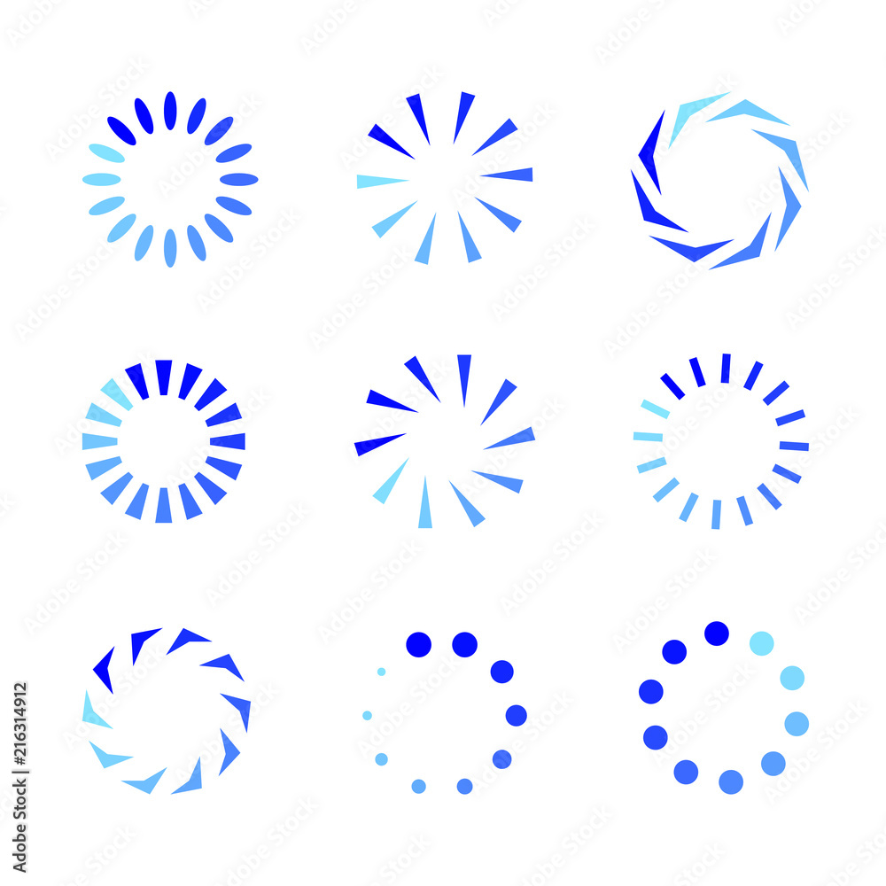 Vector Set of Loading Icons, Circle Shapes Flat Design Gradient Colored ...