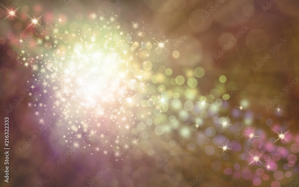 Elegant golden shimmering sparkles background - a white ball of ...