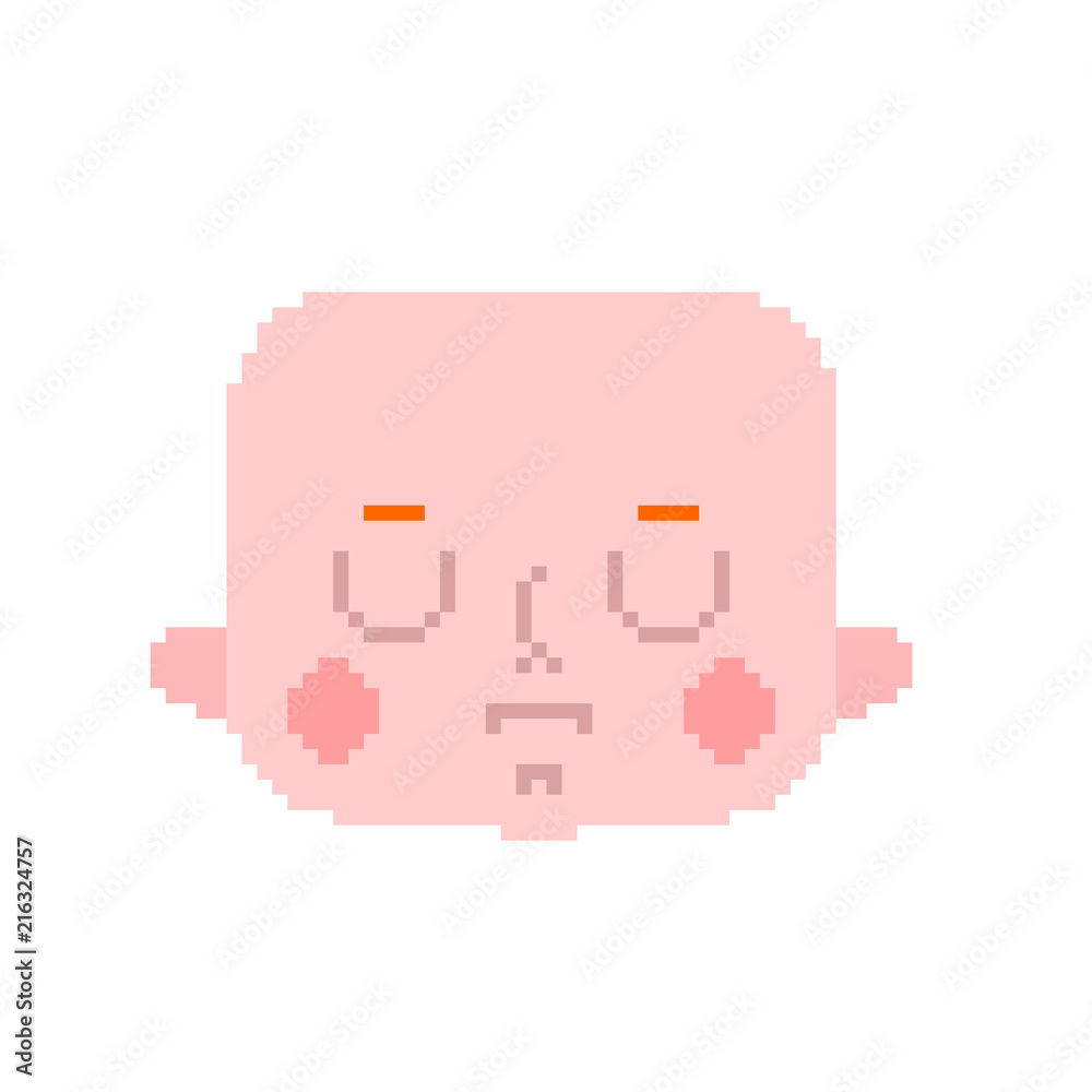Child sleeps face pixel art. Baby sleeping head 8 bit. Vector ...