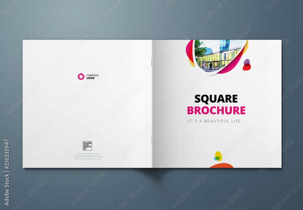 Square Cover Layout with Pink and Yellow Elements Stock Template ...