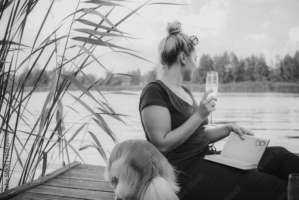 Happy plus size model on the nature. Portrait of the beautiful large ...