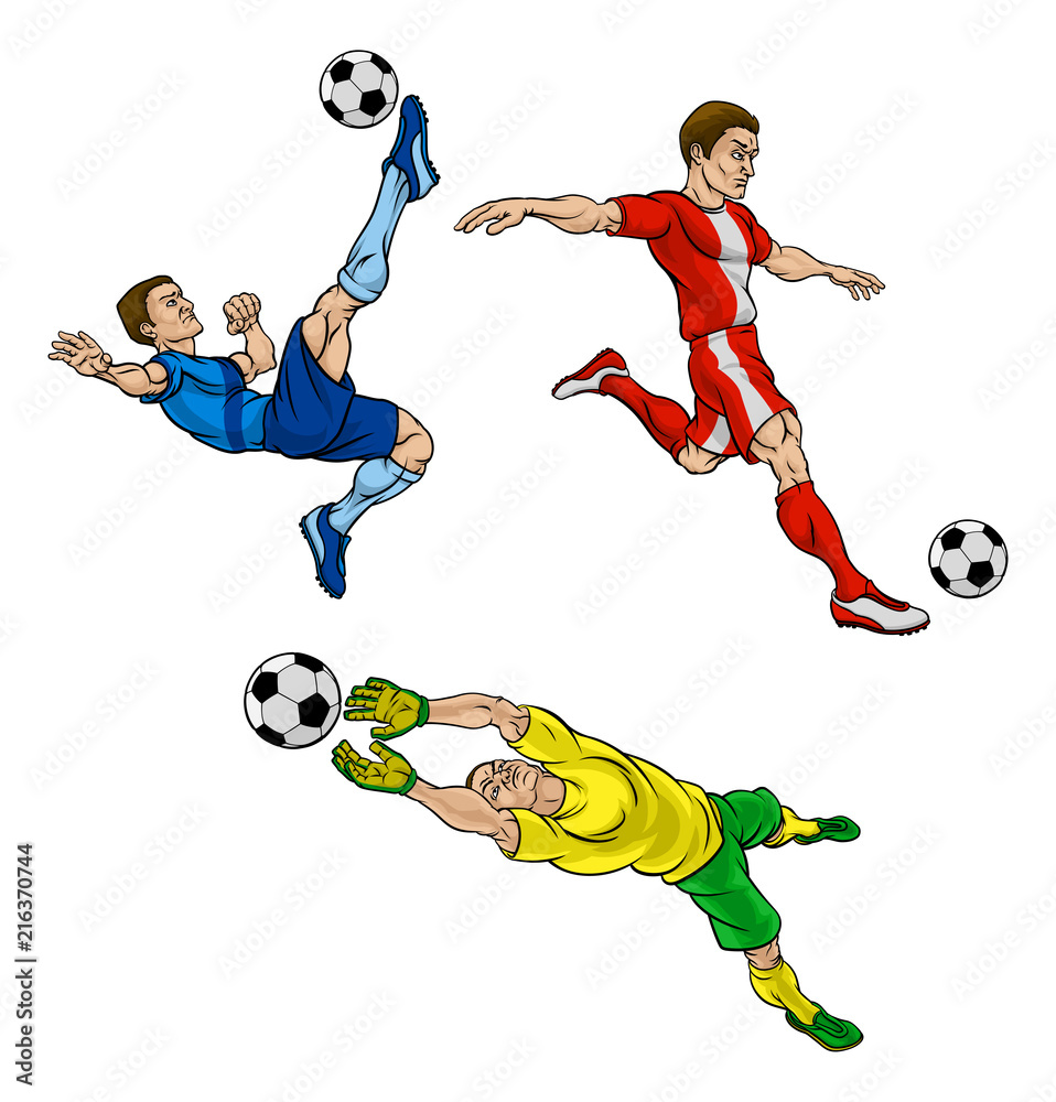 Cartoon Soccer Football Players Stock Vector | Adobe Stock