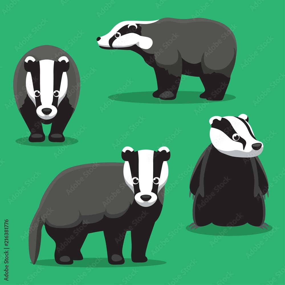 Cute Badger Cartoon Poses Vector Illustration Stock Vector | Adobe Stock