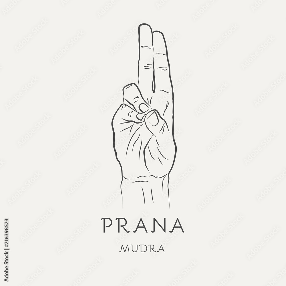 Prana mudra - gesture in yoga fingers. Symbol in Buddhism or Hinduism ...