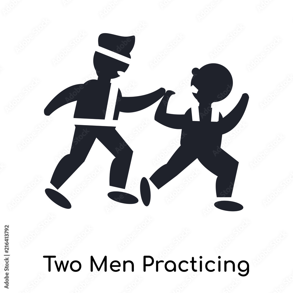 Two Men Practicing Karate icon vector sign and symbol isolated on white ...