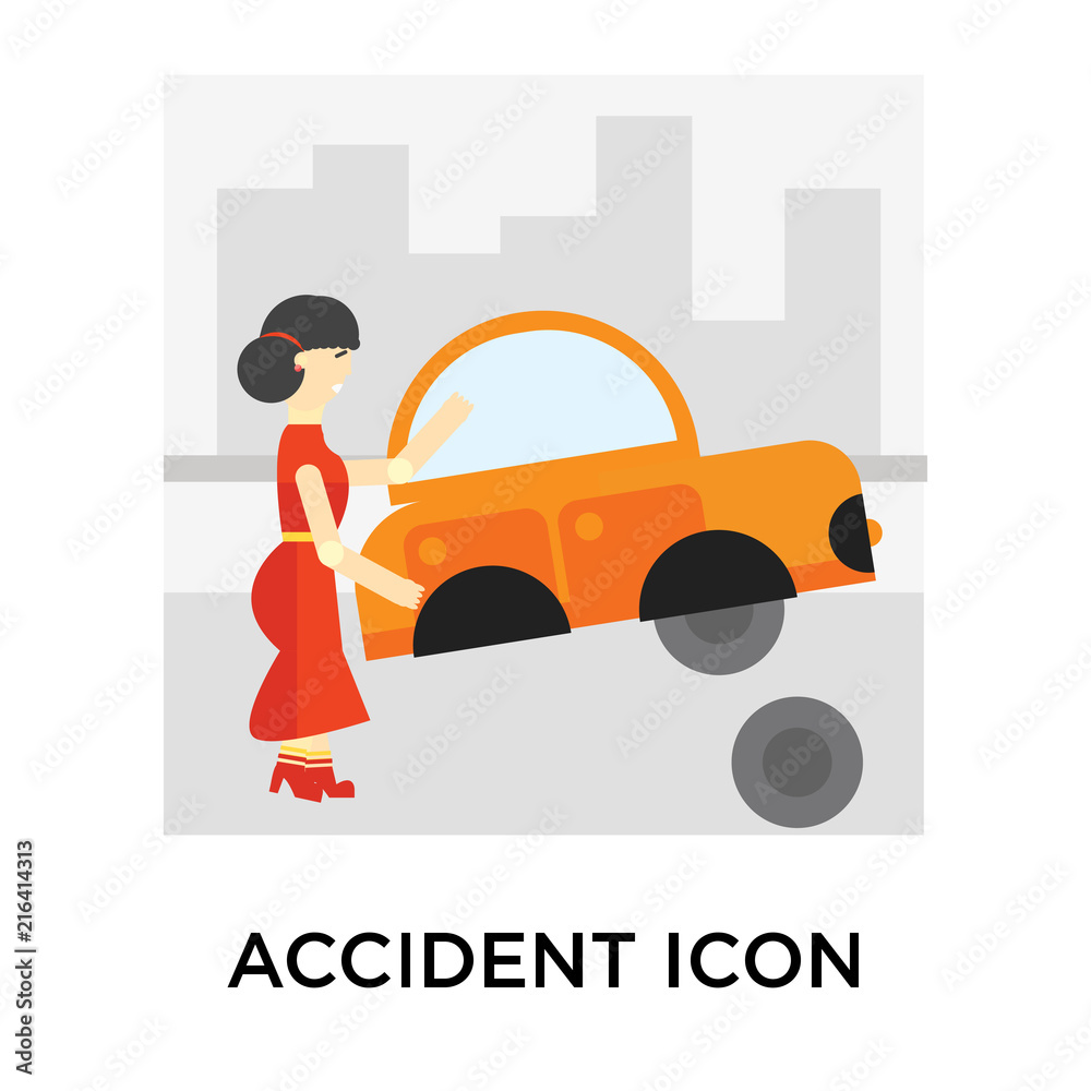 Accident icon vector sign and symbol isolated on white background ...