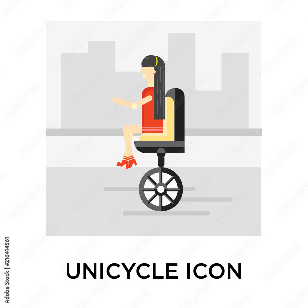 Unicycle icon vector sign and symbol isolated on white background ...