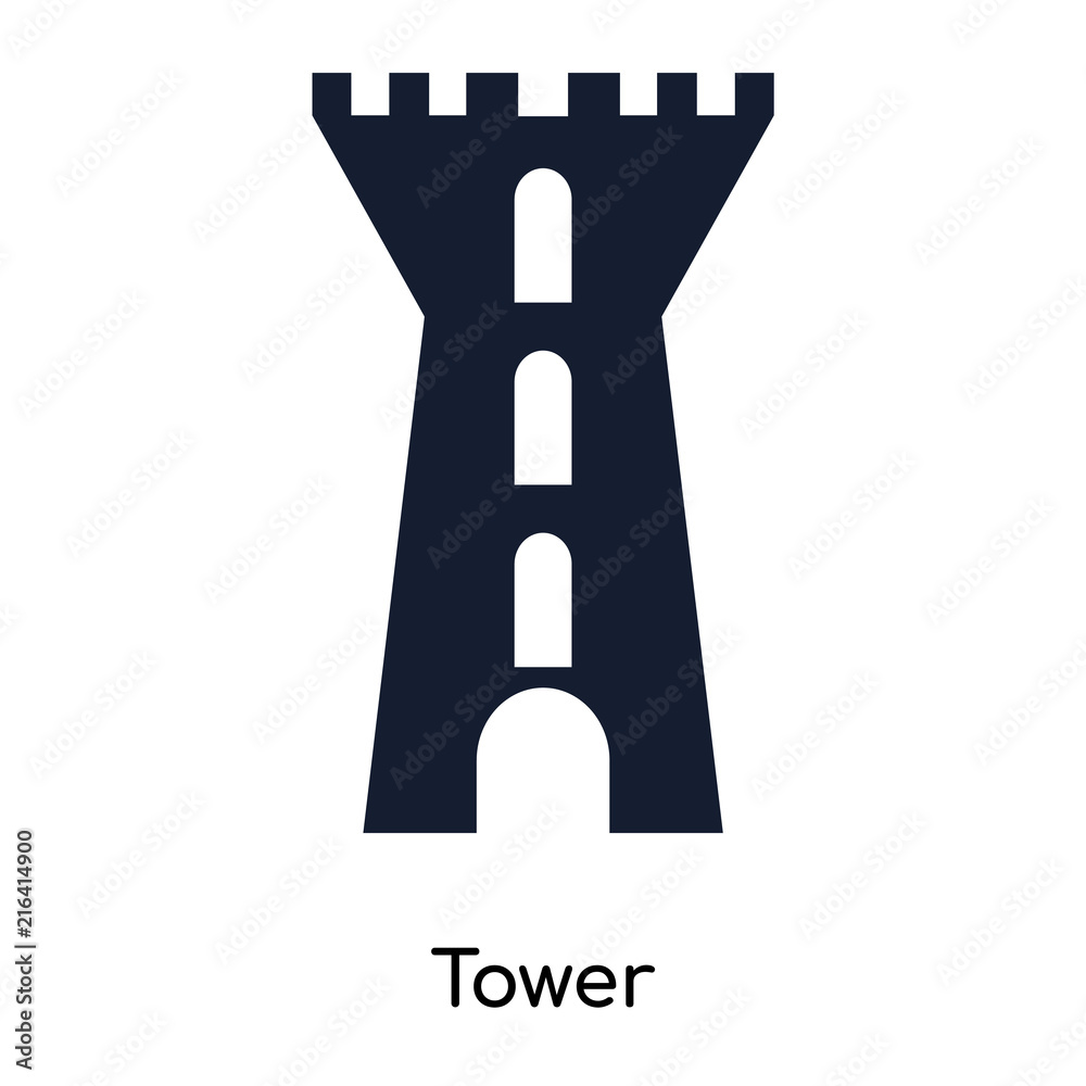 tower icons isolated on white background. Modern and editable tower ...