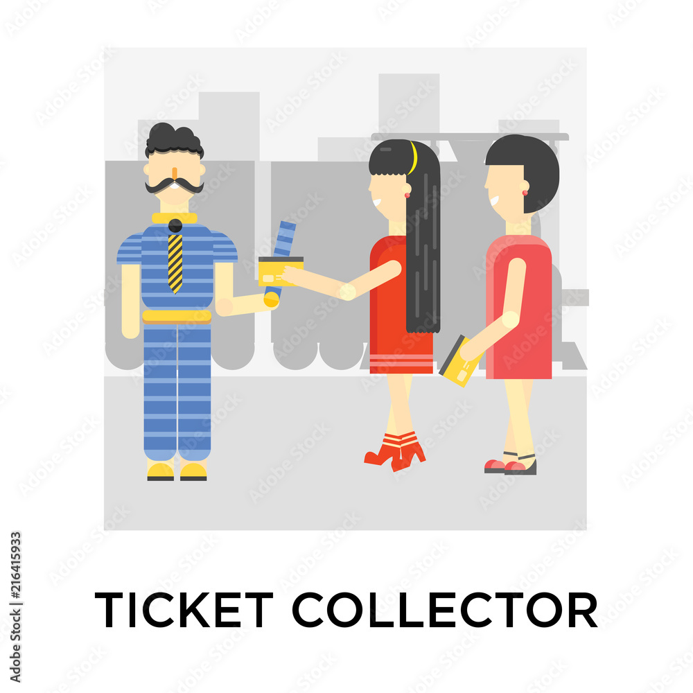 Ticket collector icon vector sign and symbol isolated on white ...
