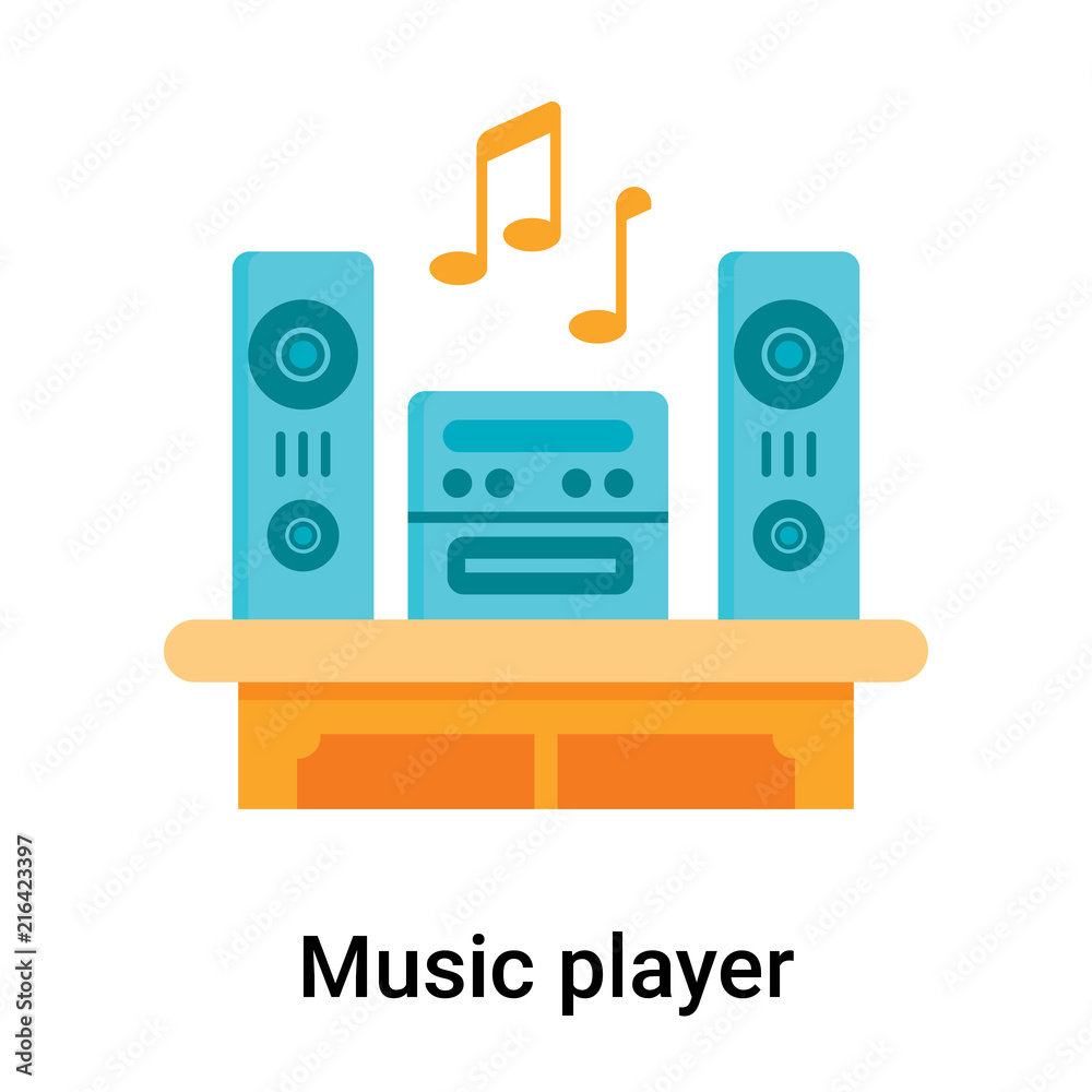 Music player icon vector sign and symbol isolated on white background ...