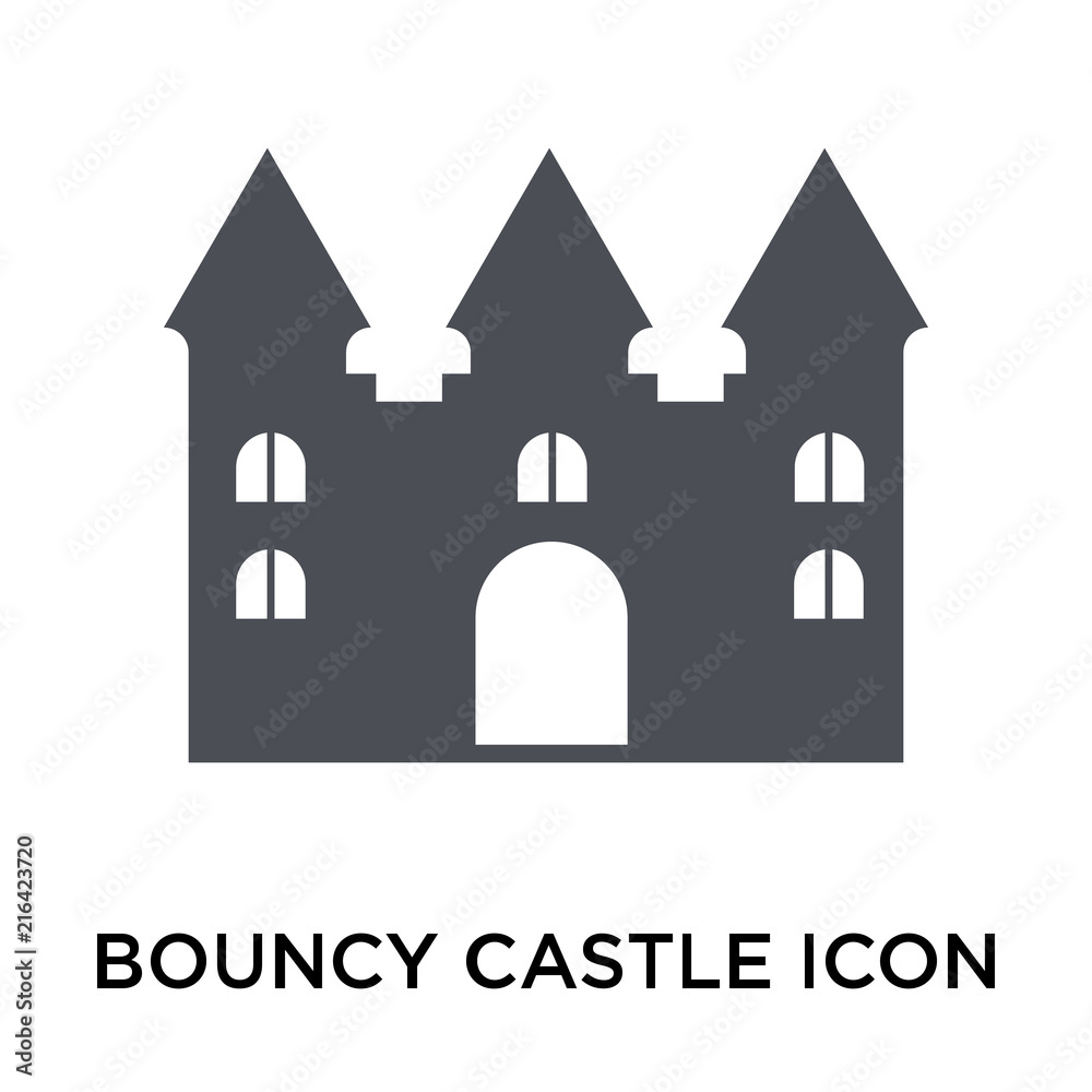 Bouncy castle icon vector sign and symbol isolated on white background ...
