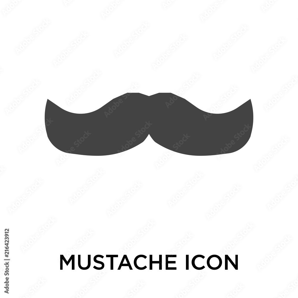 Mustache icon vector sign and symbol isolated on white background ...