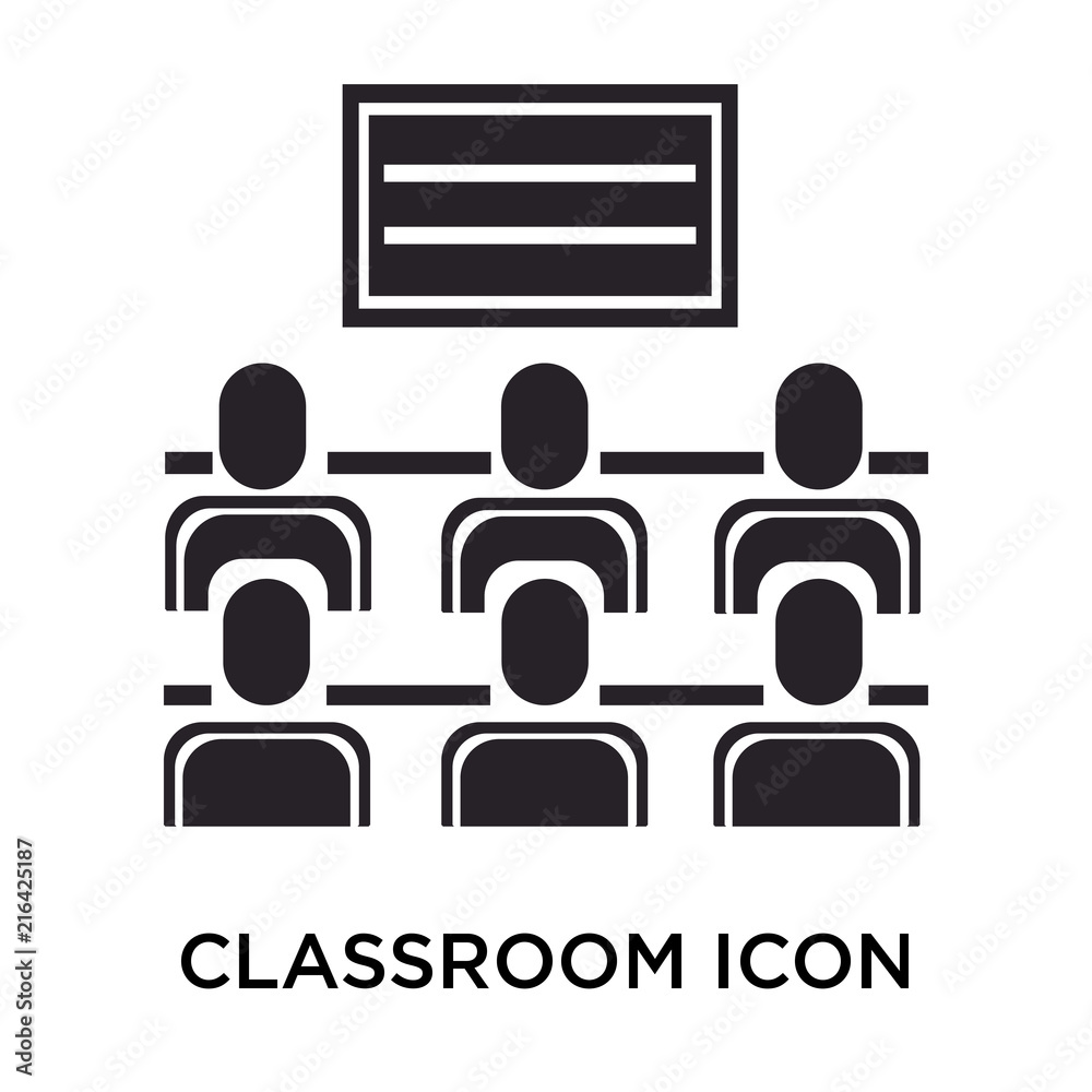 Classroom icon vector sign and symbol isolated on white background ...
