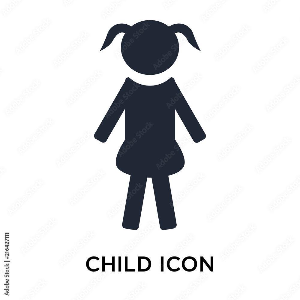 Child icon vector sign and symbol isolated on white background, Child ...