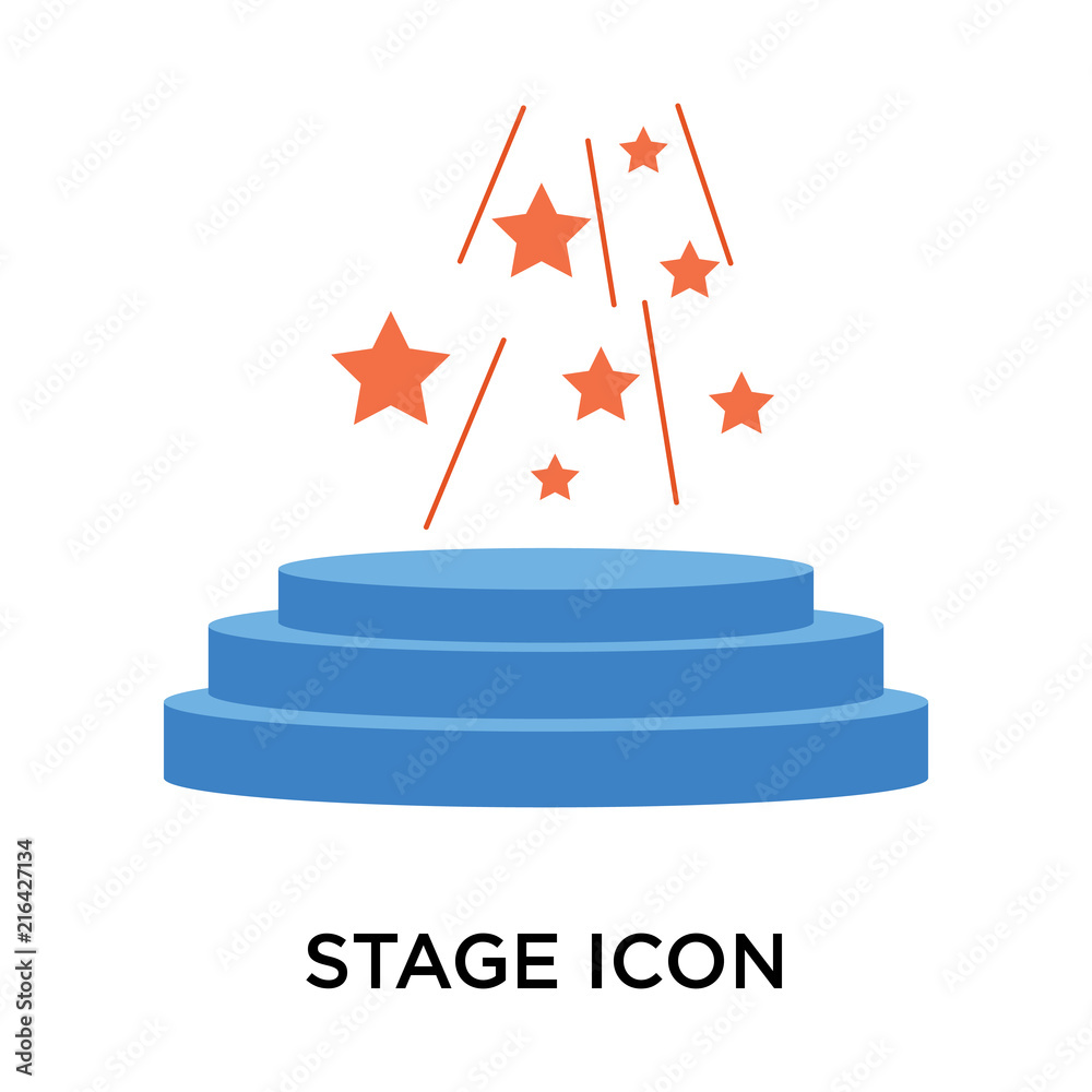 Stage icon vector sign and symbol isolated on white background, Stage ...