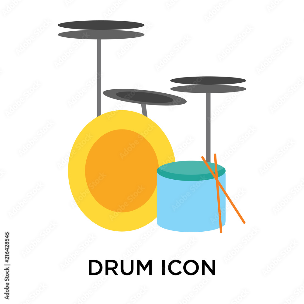 Drum icon vector sign and symbol isolated on white background, Drum ...