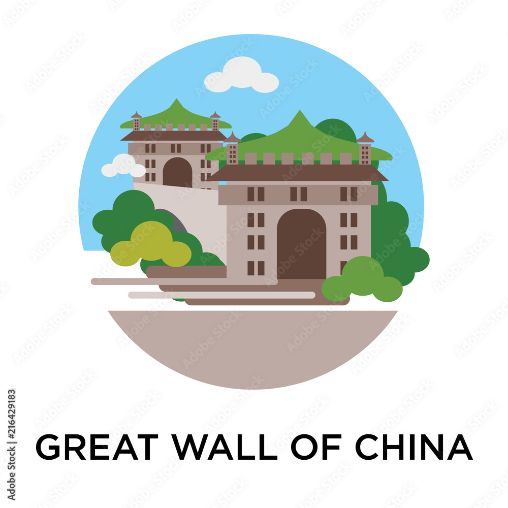 Great wall of china icon vector sign and symbol isolated on white ...