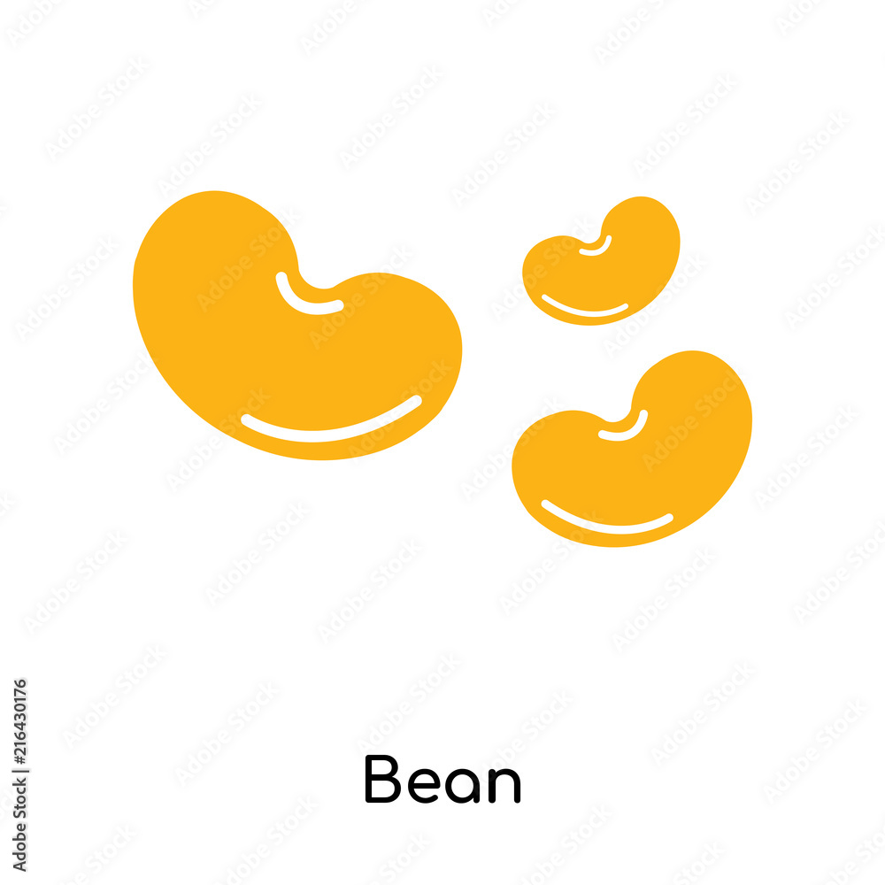 Bean icon vector sign and symbol isolated on white background, Bean ...