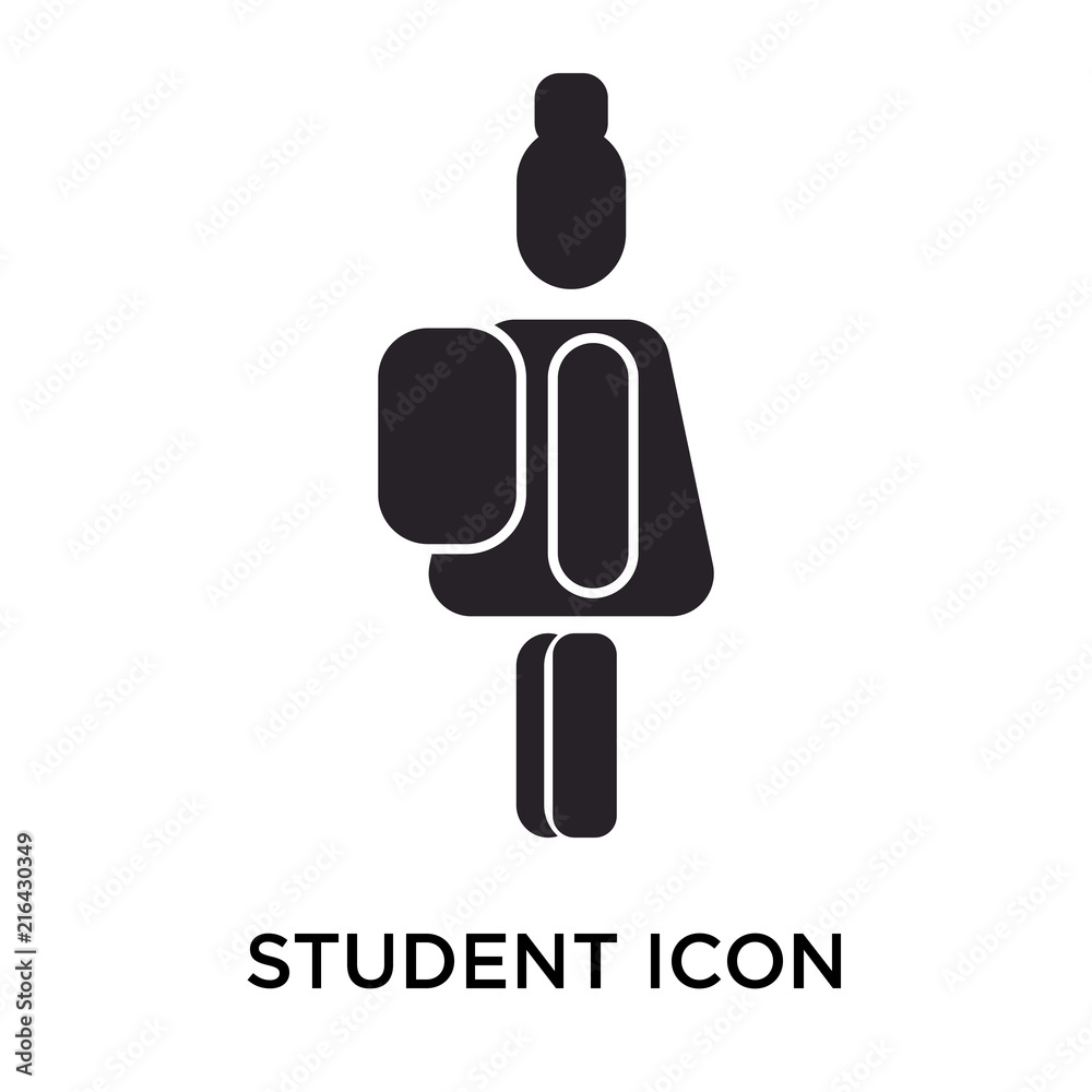 Student icon vector sign and symbol isolated on white background ...