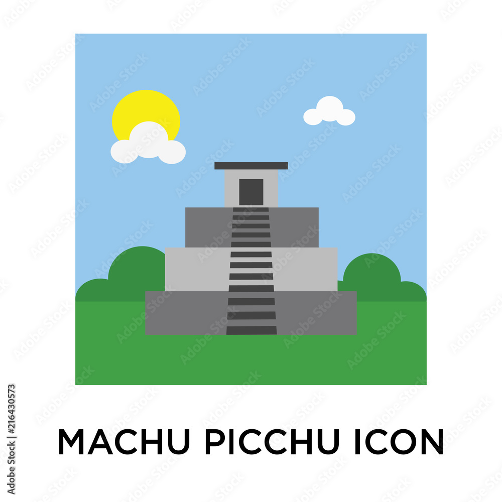 Machu picchu icon vector sign and symbol isolated on white background ...