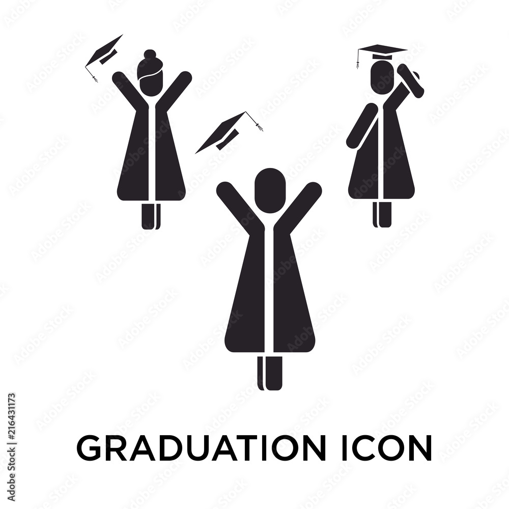 Graduation icon vector sign and symbol isolated on white background ...