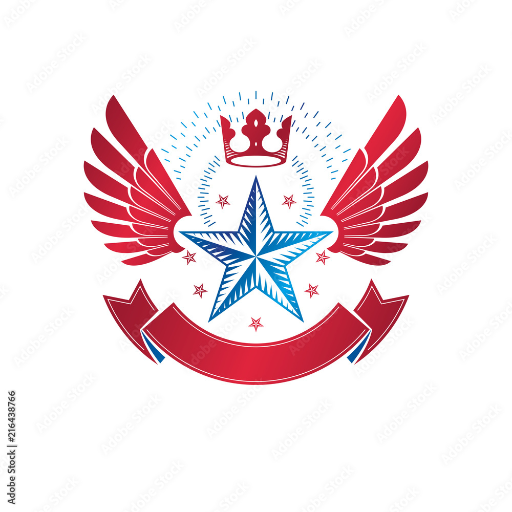 Winged military Star emblem created with imperial crown and luxury ...