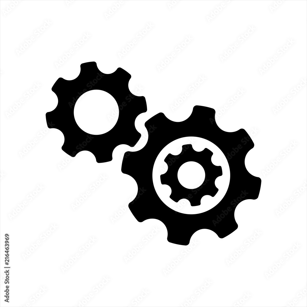 gear icon and data process for system setting and configuration symbol ...