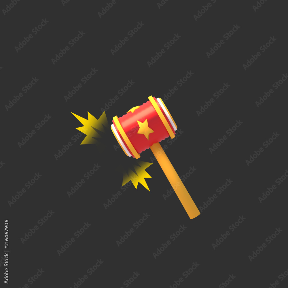 Cartoon hammer with hit fx. 3d rendering picture. Stock Illustration ...