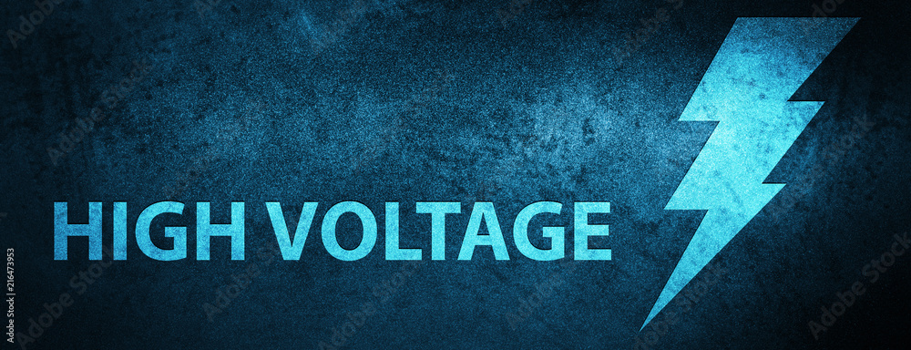 High voltage (electricity icon) special blue banner background Stock ...