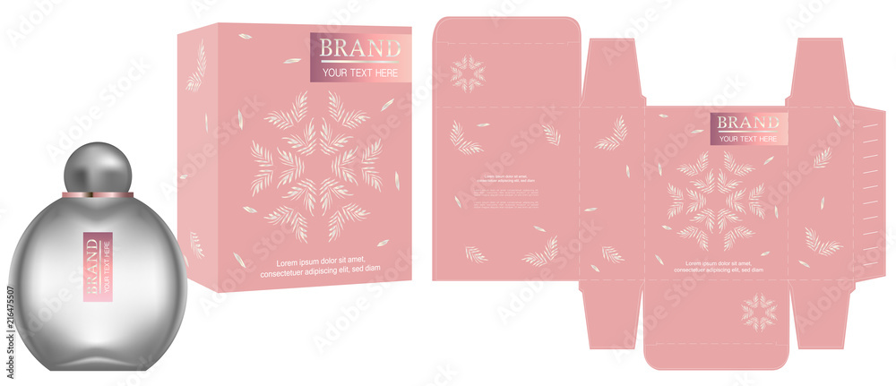 Packaging design, Label on cosmetic container with pink luxury box ...