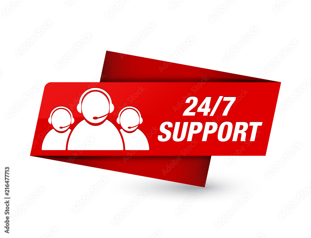 24/7 Support (customer care team icon) premium red tag sign Stock Photo ...