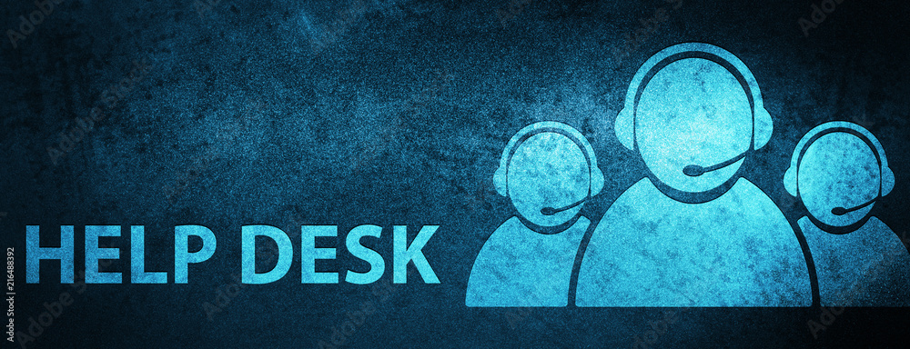 Help desk (customer care team icon) special blue banner background ...