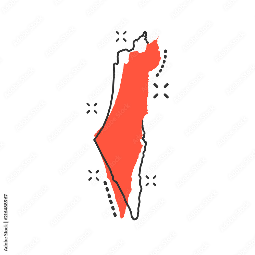 Vector cartoon Israel map icon in comic style. Israel sign illustration ...